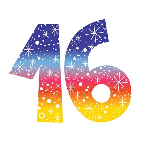Number Sixteen And Cartoon Birds Group Stock Vector Illustration Of