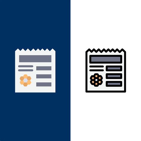 Basic Ui Manu Document Icons Flat And Line Filled Icon Set Vector Blue Background 15801613