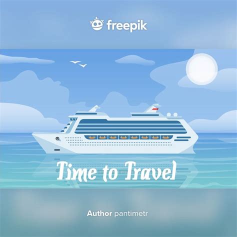 유람선과 여행 바닥으로 나온 크루즈 일러스트 디자인 바닥