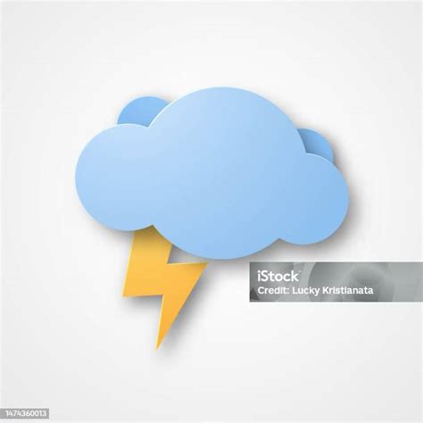 3d 블루 천둥 구름 만화 벡터 종이 컷 스타일 0명에 대한 스톡 벡터 아트 및 기타 이미지 0명 겨울 그림자 Istock