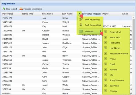 Lasso Client Admin Center Export Registrant List