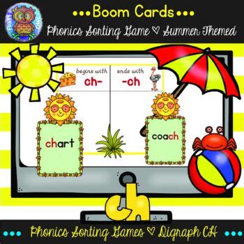 Summer Digraph Ch Boom Cards Sorting Game By Funny Owl Tpt