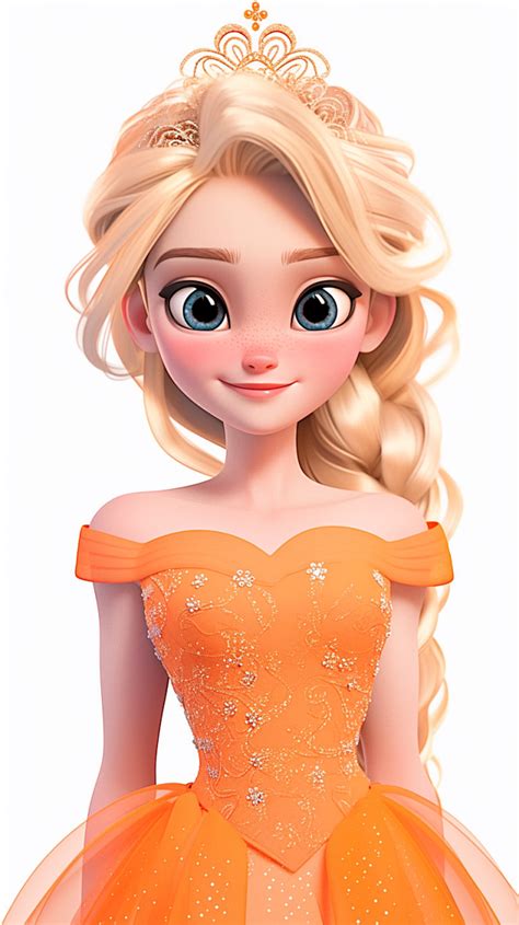 橙色连衣裙编发公主