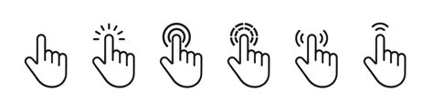 Hand Cursor Click Icon Web Pointer Set Royalty Free Vector