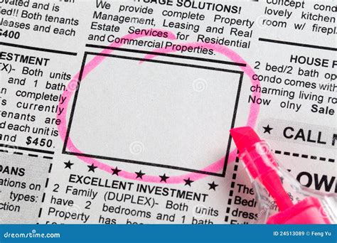 Classified Ad Stock Image Image Of Highlighted Message 24513089