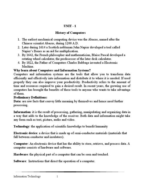 Information Technology 1 Pdf Computer Data Storage Integrated Circuit
