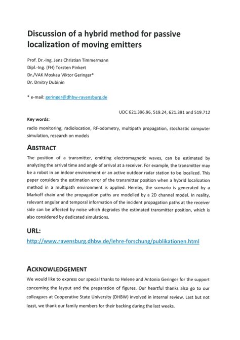 Pdf Discussion Of A Hybrid Method For Passive Localization Of Moving Emitters