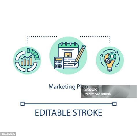 마케팅 계획 개념 아이콘입니다 매출 증가 이익 성장 전략 아이디어 얇은 라인 일러스트 회사 재무 목표 달성 벡터 절연 윤곽선 Rgb 색상 드로잉 편집 가능한 스트로크 0명에