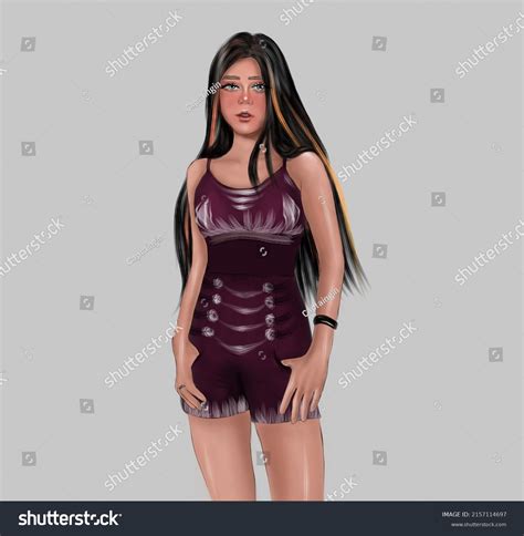 Semi Realistic Digital Art Girl Stock Illustration 2157114697