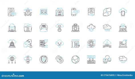 Information Security Linear Icons Set Encryption Firewall Malware Passwords Phishing
