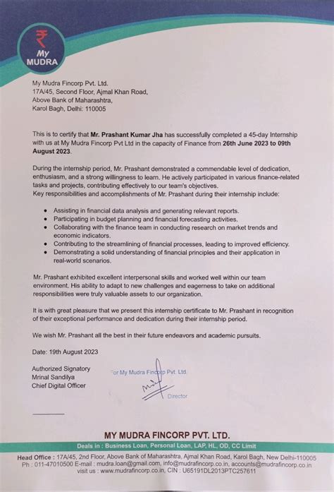 Prashant Kumar Jha On Linkedin Internship Professional