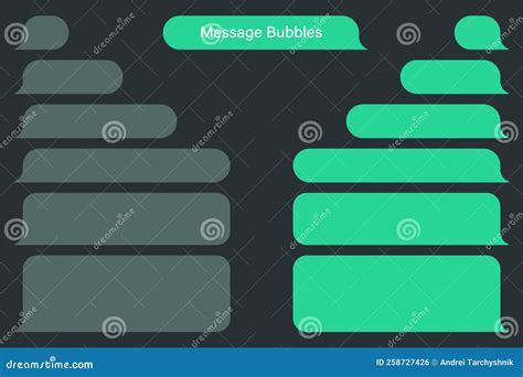 blank various message bubbles green chat or messenger speech bubble sms text frame short