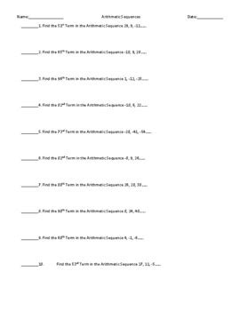 Arithmetic Sequence Test Practice By Numbers And Nuclei TpT