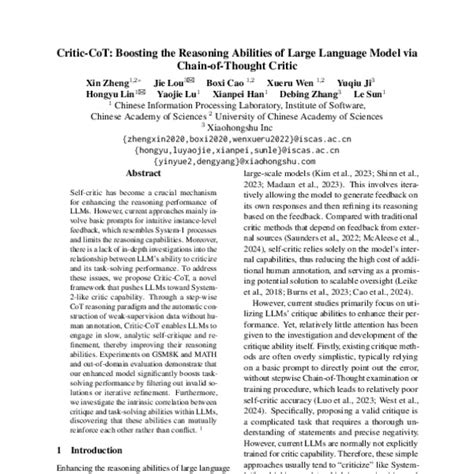 Critic Cot Boosting The Reasoning Abilities Of Large Language Model