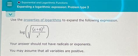 Solved Exponential And Logarithmic Functionsexpanding A