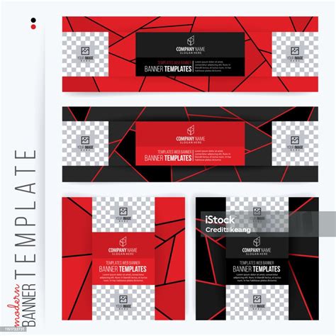 빨간색과 검은색 웹 배너 템플릿 사진에 대 한 공간을 가진 표준 크기 현대적인 디자인 0명에 대한 스톡 벡터 아트 및 기타 이미지 0명 개념 기업 비즈니스 Istock