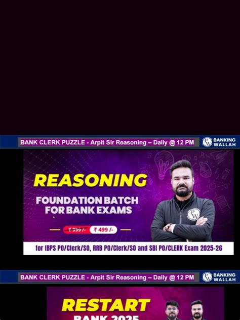 25 Puzzle Sbi Clerk Reasoning Part 3 Arpit Sir Reasoning Pdf