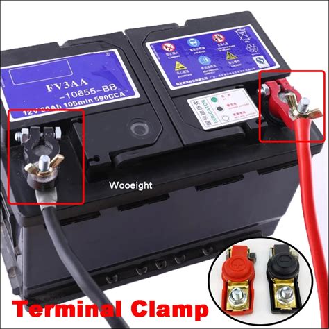 Wooeight 범용 자동차 배터리 포지티브 네거티브 터미널 클램프 클립 보호 커버 커넥터 벤츠 Bmw Vw 혼다용 2 개점프 리드 Aliexpress