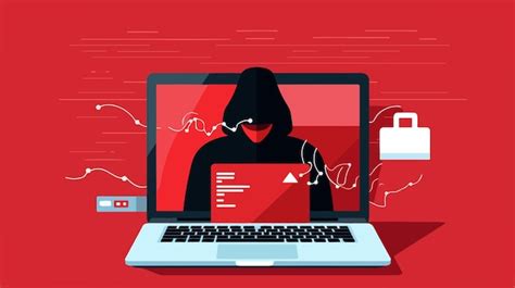 Cybersecurity Concept With Hacker Attack On Laptop Vector Illustration Premium Ai Generated Vector