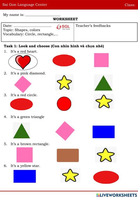 Shapes Colors Worksheet Live Worksheets