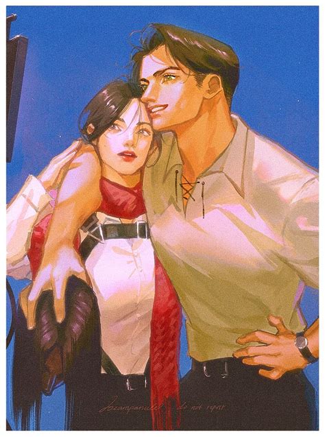Mikasa Ackerman And Eren Yeager Shingeki No Kyojin Drawn By