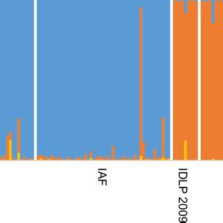 Population Clustering Predicted By STRUCTURE At K 3 Vertical Bars