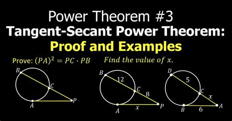Power Theorem Tangent Secant Power Theorem Proof And Examples Grade 10 Math Geometry