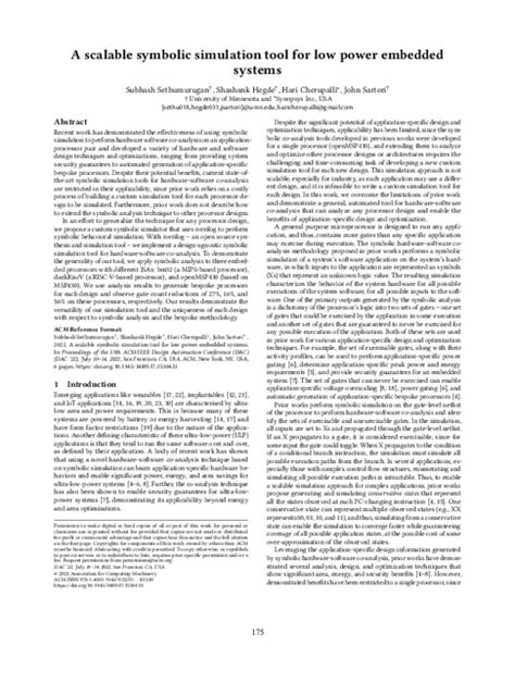 Pdf A Scalable Symbolic Simulation Tool For Low Power Embedded Systems