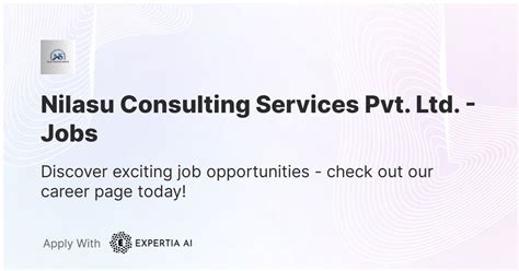 Nilasu Consulting Services Pvt Ltd Career Page Jobs
