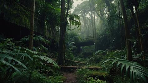A Jungle With A Path Leading To A Jungle With A Path Leading To The