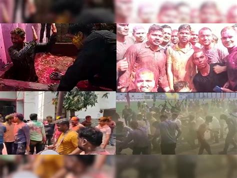Holi 2022 Up Police Celebrate Holi In Police Stations Auraiya Meerut