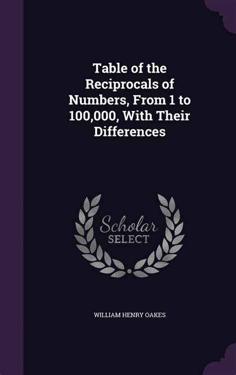 Buy Table Of The Reciprocals Of Numbers From 1 To 100 000 With Their Differences Online At