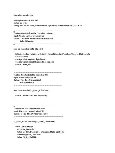 Controller Pseudocode Pdf Electronics Computer Programming