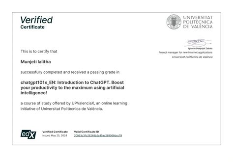 completed introduction to chatgpt course by edx lalitha munjeti posted on the topic linkedin