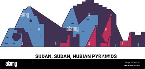 Sudan Sudan Nubian Pyramids Travel Landmark Vector Illustration