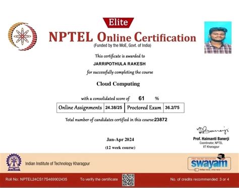 Jarripothula Rakesh On Linkedin Nptel Cloudcomputing