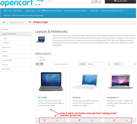 OpenCart Hide Price Add To Cart Button By Customer Groups