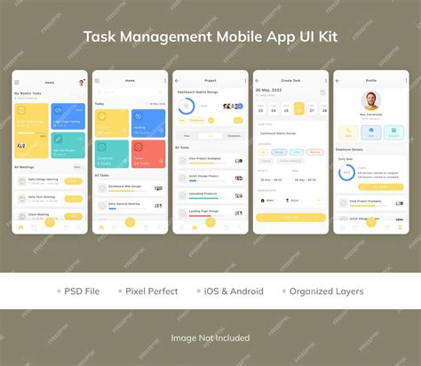 Premium Psd Task Management Mobile App Ui Kit
