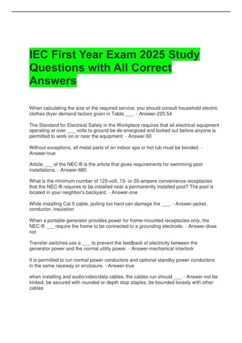 IEC First Year Exam Study Questions With All Correct Answers IEC Stuvia US