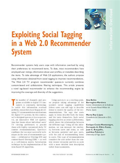 pdf exploiting social tagging in a web 2 0 recommender system