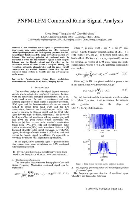Pdf Pnpm Lfm Combined Radar Signal Analysis