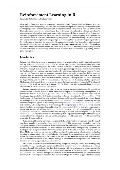 Pdf Reinforcement Learning In R
