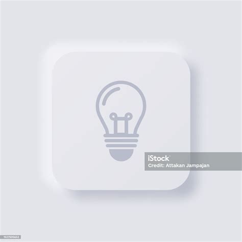 전구 아이콘 웹 디자인 응용 프로그램 Ui 등을 위한 흰색 Neumorphism 소프트 Ui 디자인 버튼 벡터 3차원 형태에 대한 스톡 벡터 아트 및 기타 이미지 Istock