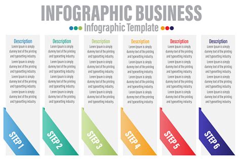 인포그래픽 벡터 비즈니스 다채로운 템플릿 디자인 간단한 반짝이는 막대 6 단계 6 옵션 또는 단계 Iisolated 미니멀 스타일 마케팅 프로세스 워크플로 프레젠테이션 레이