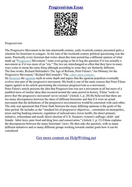 Progressivism Reflection Pdf