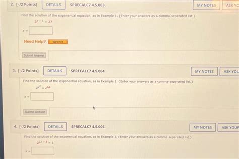 Solved Find The Solution Of The Exponential Equation As In Chegg Com