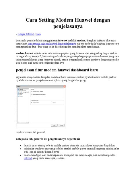 Cara Setting Modem Huawei Dengan Penjelasanya Pdf