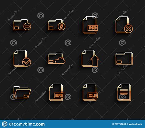 Set Line Document Folder Eps File Document With Minus Xls Cloud