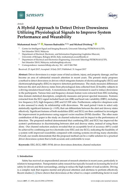 Pdf A Hybrid Approach To Detect Driver Drowsiness Utilizing Physiological Signals To Improve