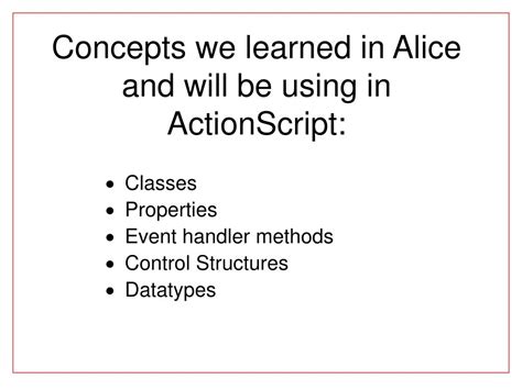 ppt actionscript classes properties eventhandler methods datatypes and control structures